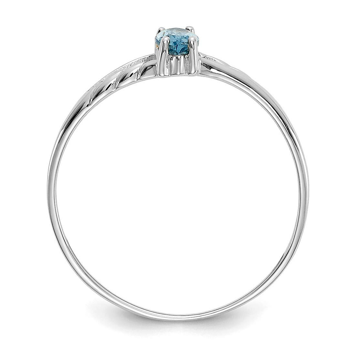 Blue Topaz Marquise December Birthstone Ring in Real 14k White Gold Size 7