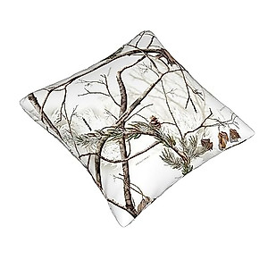 WURTON White Trees Camo Print Throw Pillow Covers, Soft Square Cushion Case,for Sofa, Couch,Bed Chair-18 X 18 Inch