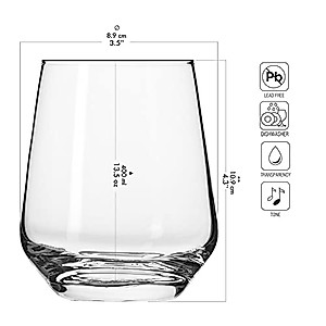 Krosno Water Juice Tumbler Drinking Glasses | Set of 6 | 13.5 oz | Splendour Collection | Perfect for Home Restaurants and Parties | Dishwasher Safe | Gift Idea | Made in Europe