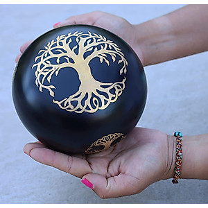 Tibetan Tree Of Life Singing Bowl Mallet Cushion Set ~ For Meditation, Yoga, Spiritual Healing and Mindfulness ~ Extra Large Black