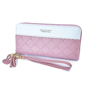 LCLWIN RFID Wallets for Women PU Leather Multi Credit Card Large Capacity Zip Around Clutch Travel Purse, 3.8 women's Day gifts…, Pink