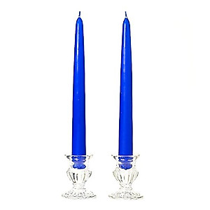 KYS Pack of 10(5 Pairs), 15" Unscented Taper Candles Royal Blue for Weddings, Home & Event Decoration, Relaxation, Made in US