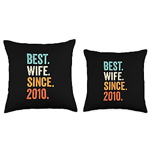 13th wedding anniversary gifts for her Best Wife Since 2010 | 13th Wedding Anniversary Throw Pillow, 18x18, Multicolor