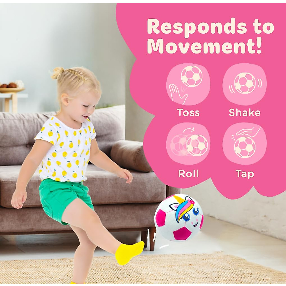 Move2Play, Hilariously Interactive Toy Soccer Ball with Music and Sound Effects, Ball for Toddlers, Birthday Gift for Boys and Girls 1, 2, 3+ Years Old