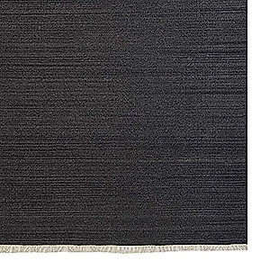 Rugsotic Carpets Hand Woven Flat Weave Kilim Wool 2'6''x10' Runner Area Rug Solid Charcoal D00111