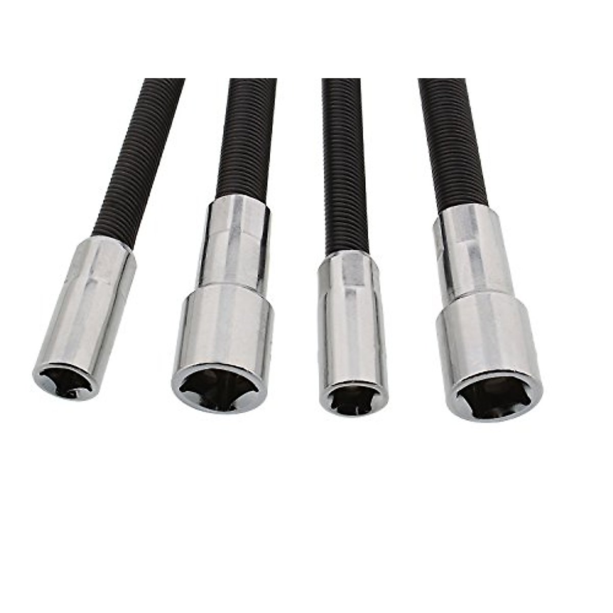 ABN Flexible Socket Extension Cables - 4pc Flex Socket Extension Bar Set 1/4in and 3/8in Drive Light Impact Extender