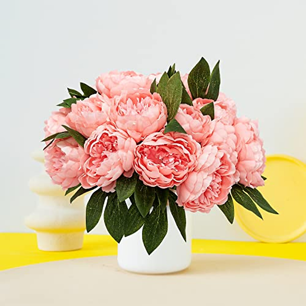 Softflame Artificial/Fake/Faux Flowers - Peony Bundle Pink Color, Pack of 5, Totally 25 Heads, for Wedding, Home, Party, Restaurant