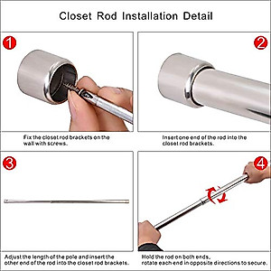 Closet Rod Adjustable 30-48 Inch for Hanging Clothes Stainless Steel Closet Pole Closet Bar with 2 Brackets for Wardrobes Closet Shower Window Curtain Hanger Rod Clothes Rod for Closet Clothes Rail