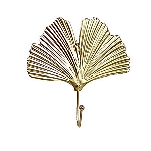 WUSIO Multicunction Golden Leaves Wall Hanger Iron Art Hanging Hooks Storage Rack Space-Saving Wall Decoration Hook Nordic Style(C,Gold)
