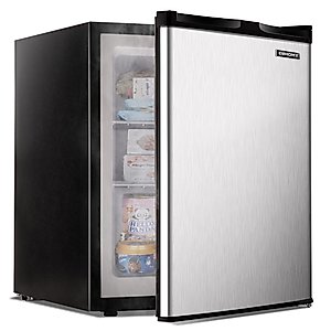 EUHOMY Upright freezer, 2.1 Cubic Feet, Single Door Compact Mini Freezer with Reversible Stainless Steel Door, Removable Shelves, Small freezer for Home/Dorms/Apartment/Office (Silver)
