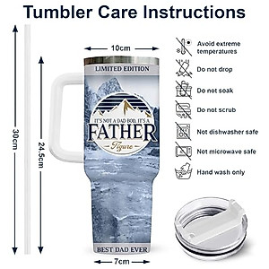 34HD Dad Light Tumbler with Lid & Straw, 40oz Stainless Steel Vacuum Insulated Dad Coffee Mug, Daddy Gifts from Daughter Son Wife, Men Gifts for Fathers Day Birthday Christmas