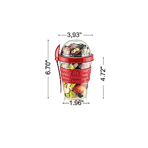 SUMELA Overnight Oats Containers With Lids & Spoon, Meal Prep Yogurt Containers, Parfait Cups With Lids, Large Capacity Crunch Cup, 20 Oz BPA Free Reusable Cups(Set Of 4)
