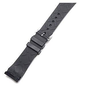 INEOUT 22mm Black Curved End Soft Silicone Rubber Watch Band Compatible With IWC PORTUGIESER YACHT CLUB CHRONOGRAPH IW390502 IW390209 Watch Strap (Color : Black black buckle, Size : 22mm)