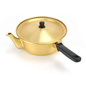 Nepure Korean Food Ramen Kettle Pot, Saucepan, Camping Pot - Ramyun Chapagetti Cooker for Cooking, Soup, Curry, Pasta, Stew and More with Heatproof Single Handle (7 inch(18cm))