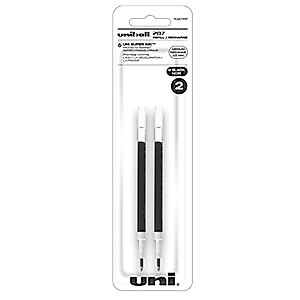 Uni-Ball Signo 207 Gel Pen Refills, 0.7mm, Medium Point, Black Ink, Pack of 12