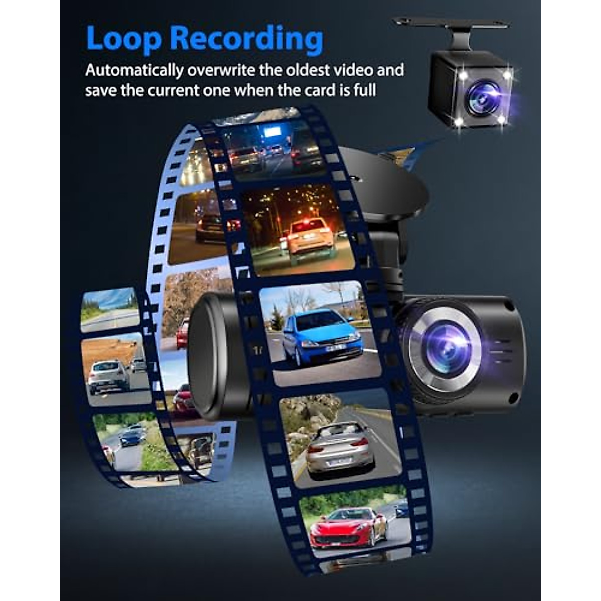 Dash Cam, 3 Channel Dash Cam, 1080P Dash Cam Front and Inside, Triple Dash Cam Front and Rear Inside, Dash Camera with 32GB Card, HDR, G-Sensor, 24Hr Parking, Loop Recording