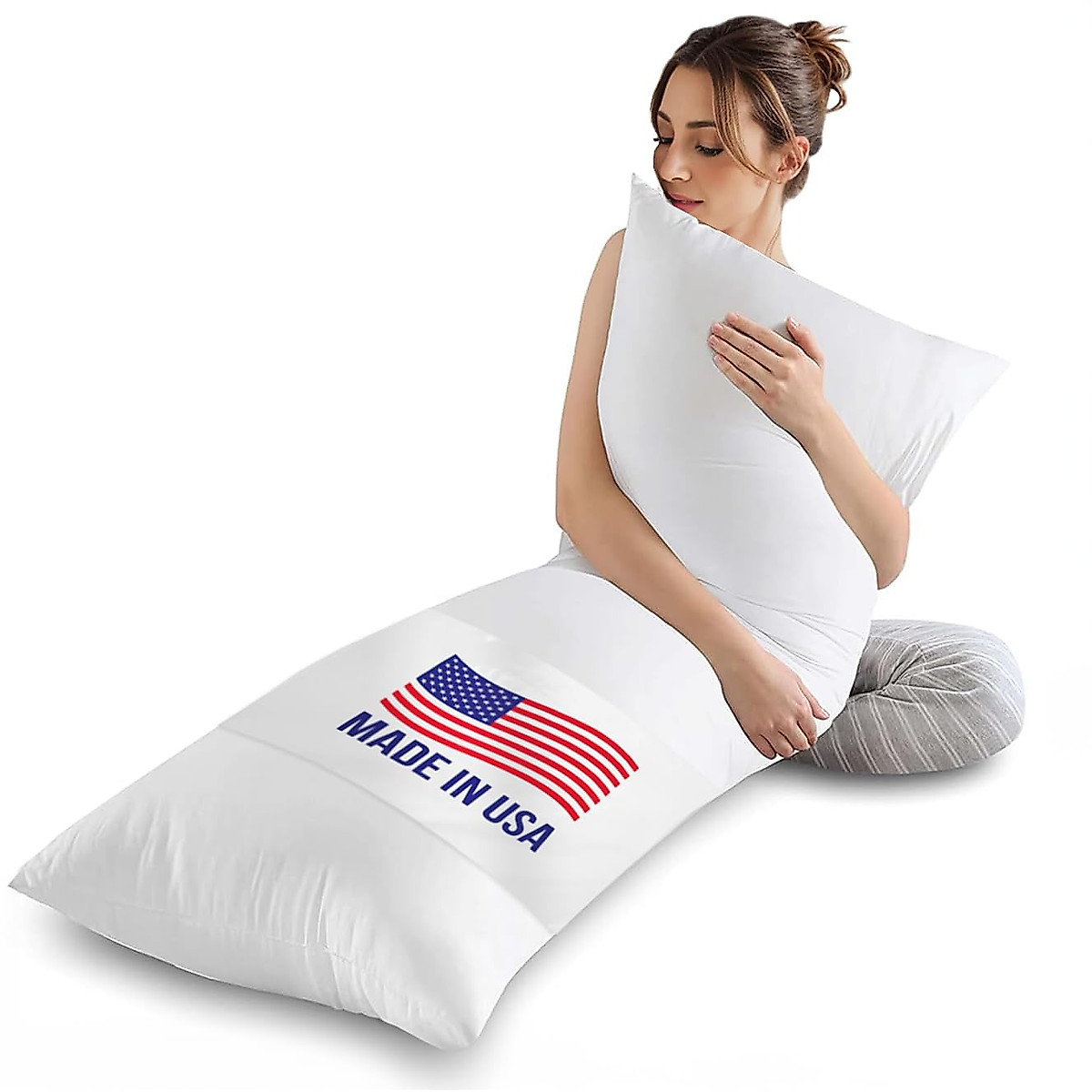 DreamField Linen Bamboo Full Body Pillow for Adults - Cooling Shredded Memory Foam Long Pillow for Sleeping, Removable and Washable Hypoallergenic Bamboo Pillow Cover with Zipper