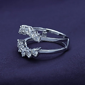 SAVEARTH DIAMONDS 1 Carat Round Cut Lab Created Moissanite Diamond Sunburst Halo Guard Enhancer Ring For Women In 14K White Gold Over Sterling Silver(VVS1 Clarity 1 Cttw)-6