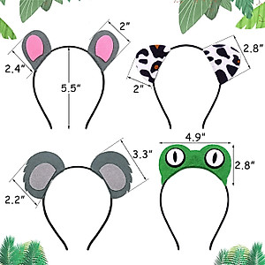 12pcs Jungle Animal Safari Headbands with Animal Hair Hoops - Photo Booth Props, Party Favors and Decorations for Kids and Adults
