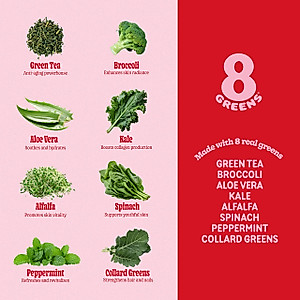 8Greens Supergreens Beauty Gummies with Collagen & Biotin | Super Greens Powder Superfood Gummy for Healthy Skin, Hair, Nails, Glow, and Firmness, Superfood Booster, Strawberry Flavored, 50 Count