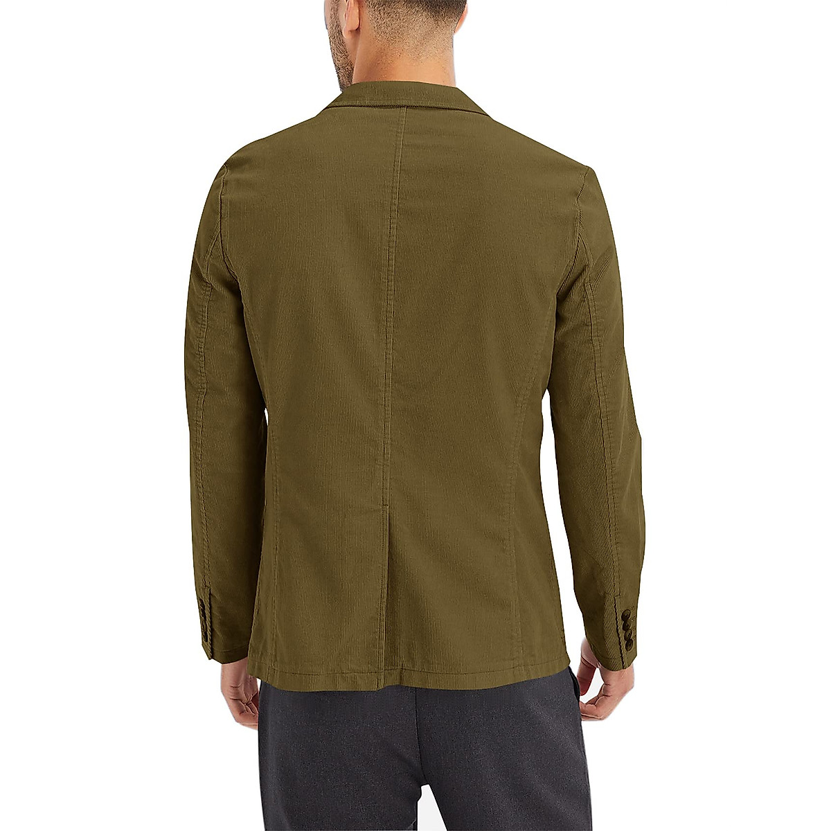 Men's Corduroy Blazer Jacket Single Breasted Solid Work Wear Vintage Spoat Coat Casual Corduroy Suit Jacket Green