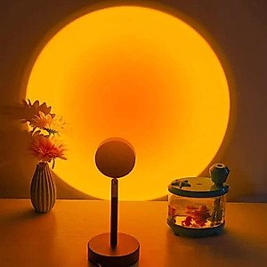 Balkwan Sunset Lamp Projection Rotation Rainbow Lamp Led Romantic Visual Led Light Network Red Light with USB Modern Floor Stand Night Light Living Room Bedroom Decor (Sunset Red)