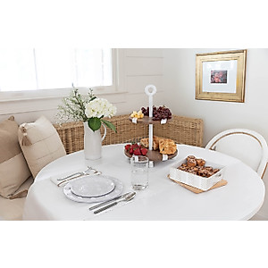 Mud Pie Large Beaded Platter, 16" dia, White