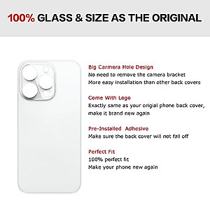 UooFide Back Cover Glass Replacement Compatible with iPhone 14 Pro Max 6.7-Inches All Carriers with Installation Manual + Repair Tool Kit (Silver)