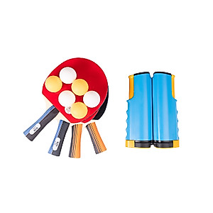 Game Point Portable Ping Pong Paddle Set – Indoor and Outdoor Table Tennis Game Set with Retractable Net, 4 Paddles, 6 Balls, and Carrying Case