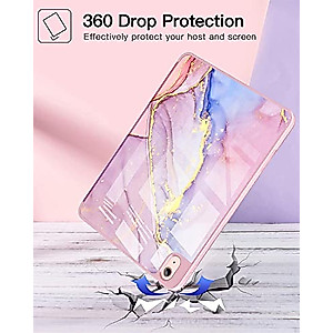 ZtotopCases for iPad Air 6th Generation 11 Inch Case M2 2024 & iPad Air 5th/4th Gen 10.9 Inch 2022/2020 & iPad Pro 11" 2018 1st with Pencil Holder, Soft TPU Back Slim Trifold Smart Cover, Marble Pink