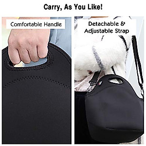 Nuovoware Insulated Lunch Bag for Women, Neoprene Lunch Tote Bag Picnic Lunch Box Bag with Adjustable Cross-Body Strap, Black