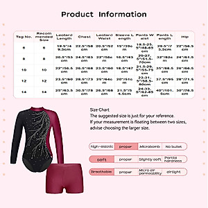 Linjinx Kids Girls Long Sleeve Gymnastics Leotards with Dance Shorts Sets Rhinestone Ballet Dance Biketards Tracksuit White B 8 Years