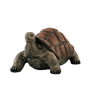 XBrand 28" L Brown and Black Concrete/MgO Walking Tortoise Statue, Indoor or Outdoor Décor, Garden Sculptures, Turtle Garden Statue