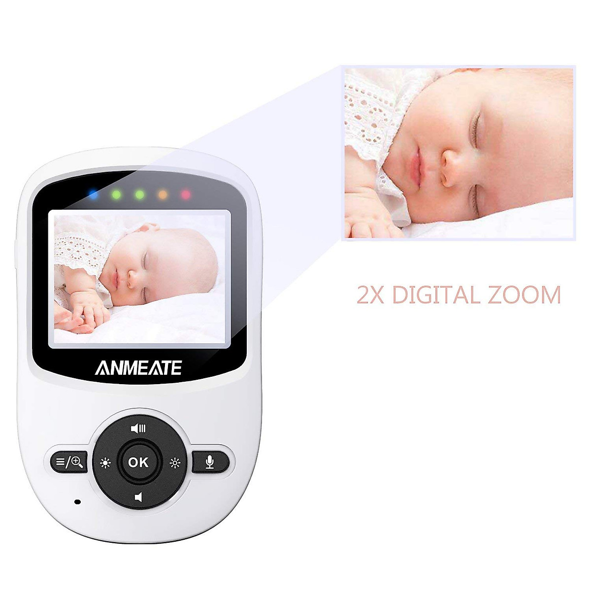 Video Baby Monitor with Camera and Infrared Night Vision, Two-Way Talkback, and Temperature Monitor - Long Range, Monitor Your Baby All Round The Clock,Include 2 Piece Outlet Protector … (2.4'')