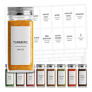 Talented Kitchen 140 Spice Labels Stickers, Preprinted White Minimalist Spice Jar Labels for Herbs Seasonings, Kitchen Spice Rack Pantry Organization, Black Text (Water Resistant)