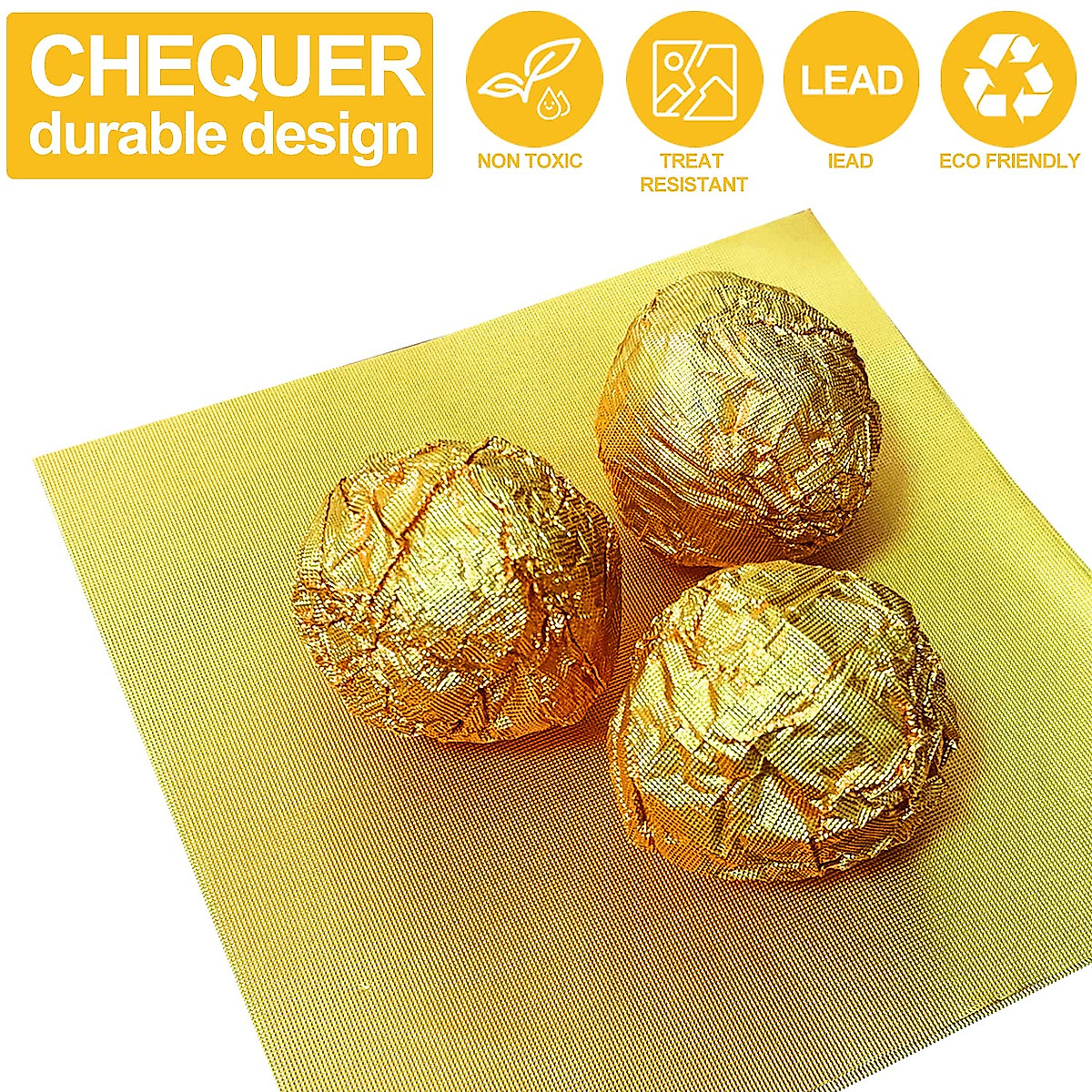 VESTARUVOT 200PCS Foil Candy Wrappers, 3.9x3.9 inches Golden Aluminium Foil Candy Wrappers Square Chocolate Molds Sugar Tin Foil Wrappers for DIY Candy Chocolate Packaging by Party Wedding Birthday