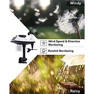 KALEVOL Professional Color Display Weather Station with Atomic Clock, Rain Gauge, Wind Speed and Direction