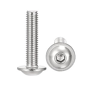 uxcell Flanged Button Head Socket Cap Screws, M5*22mm Hex Socket Drive Screw, 304 Stainless Steel Fasteners Bolts, Fully Threaded Machine Screw 50Pcs