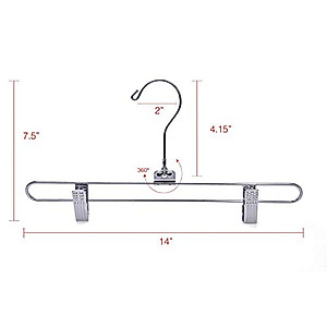 Quality Skirt Pants Trouser Hangers, 8-Pack Heavy Duty Metal Swivel Hook, Adjustable Clips, Jeans, Bottoms (Chrome, 8)