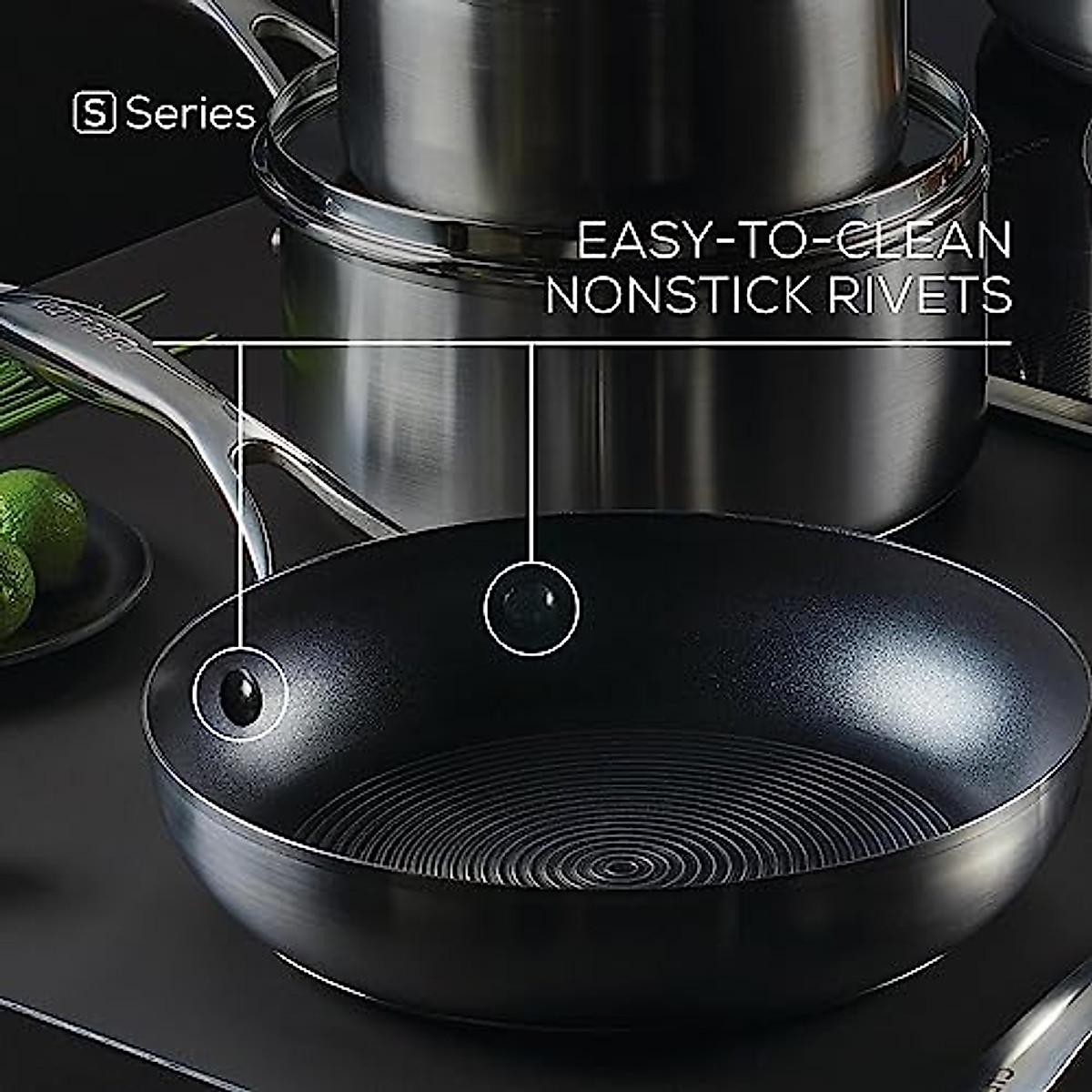 Circulon Stainless Steel Frying Pan/Skillet Set with SteelShield Hybrid Stainless and Nonstick Technology