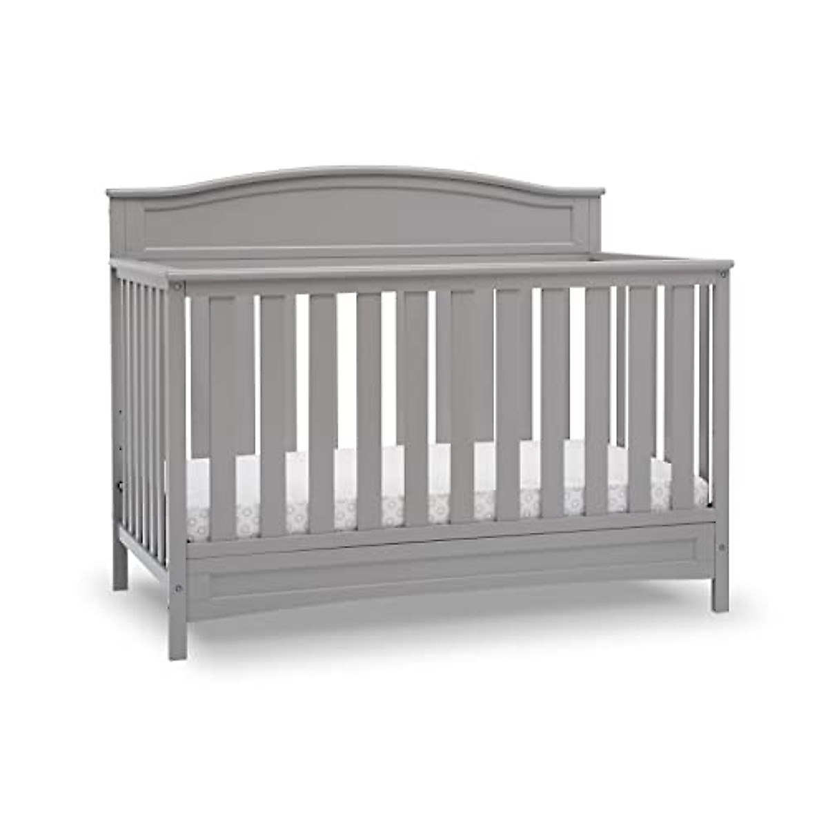 Delta Children Emery Crib 7-Piece Baby Nursery Furniture Set–Includes: Convertible Crib, Glider, Dresser, Changing Top, Crib Mattress, Sheets, & Changing Pad, Grey