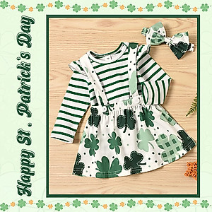 XIFAMNIY Baby Girls Valentine's Day/St.Patrick Day/Easter Day Outfit Newborn 3Pcs Suspender Skirt Set