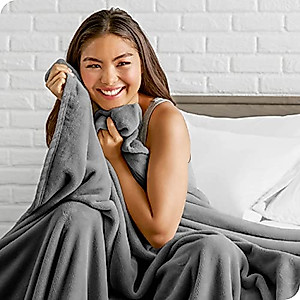 Bare Home Fleece Blanket - Full/Queen Blanket - Grey - Lightweight Blanket for Bed, Sofa, Couch, Camping, and Travel - Microplush - Ultra Soft Warm Blanket (Full/Queen, Grey)