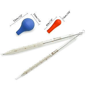 HOAOH 6 Pieces Glass Pipettes 10ml 5ml 3ml 2ml 1ml 0.5ml Glass Graduated Dropper Pipette for School, Students, Transfer for Liquid Essential Oil