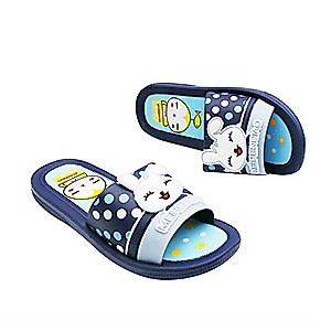 IUU Cute Little Kids Bath Slippers Non-Slip Slippers EVA House Slippers Beach Flip-Flops (Blue,Pink) (7M/18cm US Toddler, Blue)