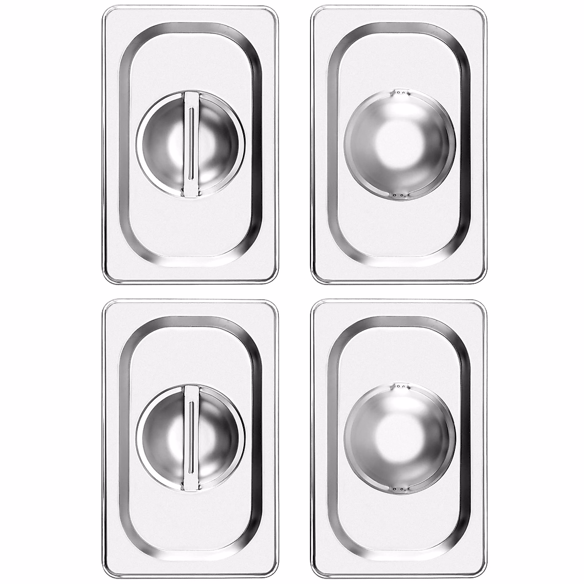 QWORK Solid Pan Lid with Handle, 4 Pack Stainless Steel Steam Table Pan Cover for 1/4 Size Steam Pans
