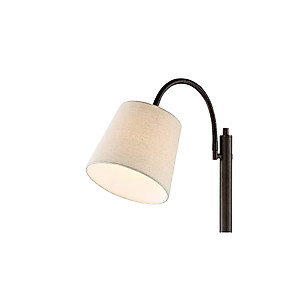 360 Lighting Seneca Modern Standing Floor Lamp 56" Tall Dark Bronze Brown Twin Arm Adjustable Gooseneck Neutral Cotton Drum Shade for Living Room Reading House Bedroom Home