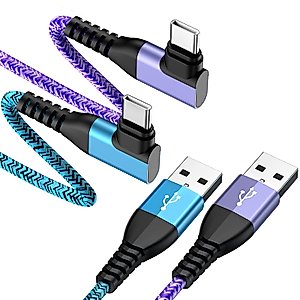 Samsung Charger Cable Type C Fast Charging Cable 2-Pack 6ft Right Angle Android Phone Power Cord for Samsung Galaxy S24 Ultra A15 A14 5G A54 A53 A13 A04s A03s A02s A12 S23 S22 S21 FE, Pixel 8 7a 6 Pro