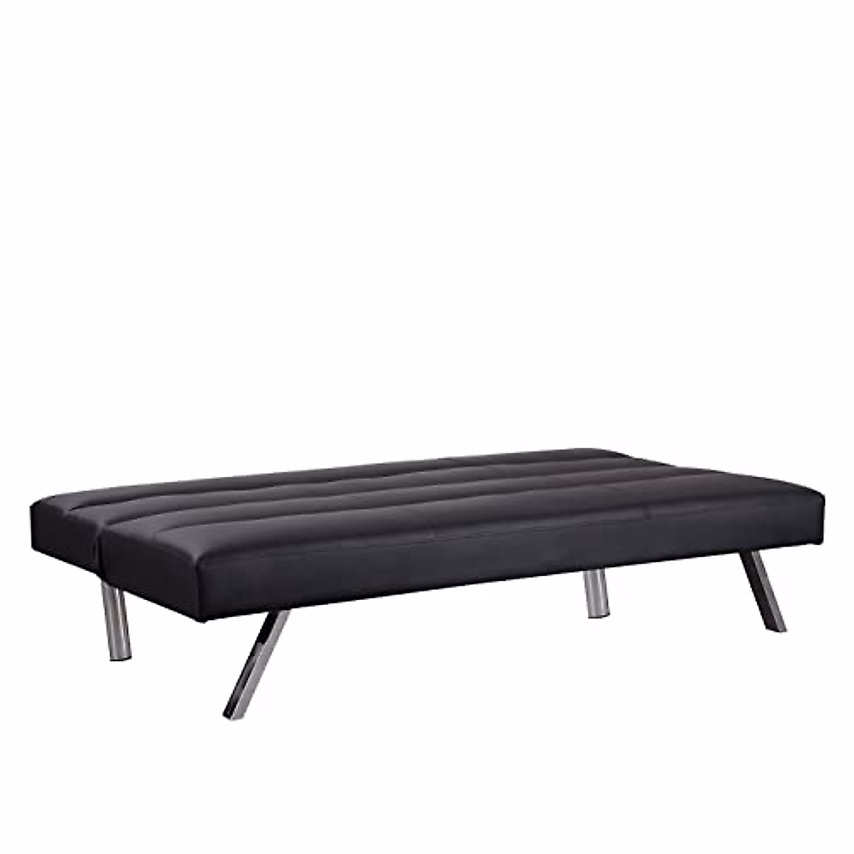Naomi Home Black Faux Leather Futon Sofa Bed, 66"W x 31"D x 28.3"H, 3-Position Reclining, 500 lbs Weight Capacity