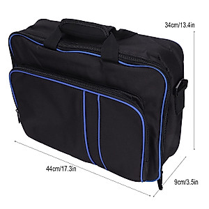 ASHATA Portable Travel Carrying Bag for PS5, Large Capacity Protective Console Case with Adjustable Shoulder Strap and Flared Pad for Games Controller(Blue Black)